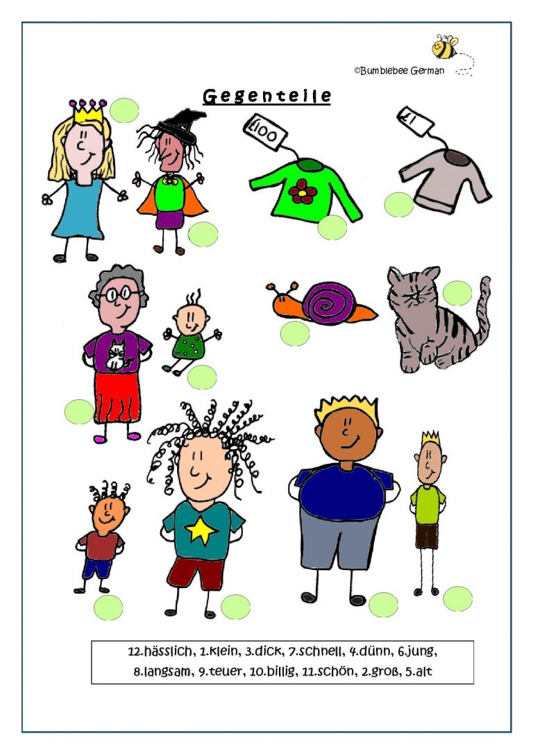 New Worksheet- Opposites (Gegenteile) – BeeGerman